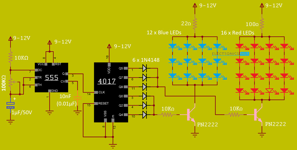 如何设计555 LED闪烁电路?555和4017 IC - 亚博app更新